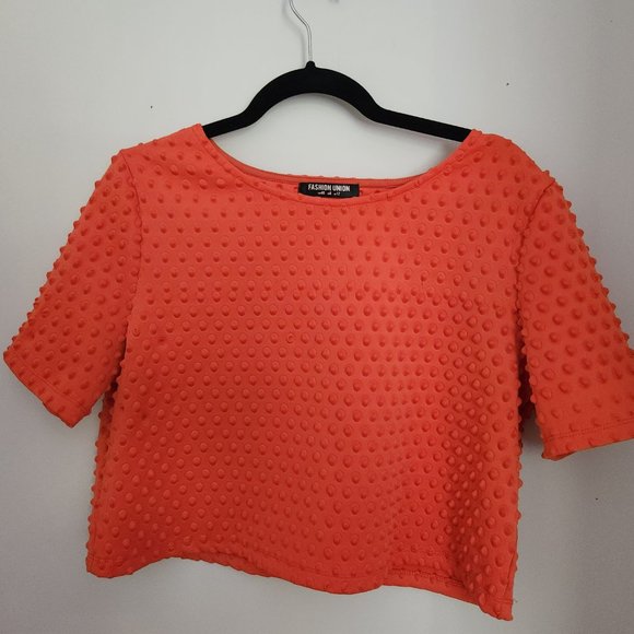 Fashion Union | Tops | Vintage Fashion Union 9s Orange Rave Boxy Crop ...